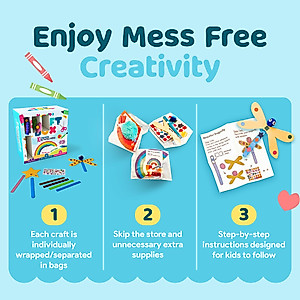 Mumaloo Craft Box for Kids - 10 Creative Arts and Crafts for Kids Ages 4-8, Fun, No Mess Educational Preschool & Homeschool Art Projects, Toddler Crafts Kit Supplies, 3 4 5 6 7 8 Year Old Girls & Boys