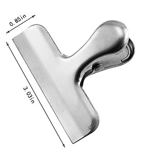 Ruiling 5pcs 3 inch Wide Opening Heavy Duty Stainless Steel Chip Bag Clips for Air Tight Seal Grip on Coffee & Food Bags, Kitchen Home Office
