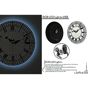 Reverse Wall Clock - Alice - Mad Hatter - Round Funny Clock - Backwards running Time - Counterclockwise Wall Clock - Room Deco - Optional RGB LED 5V Backlit