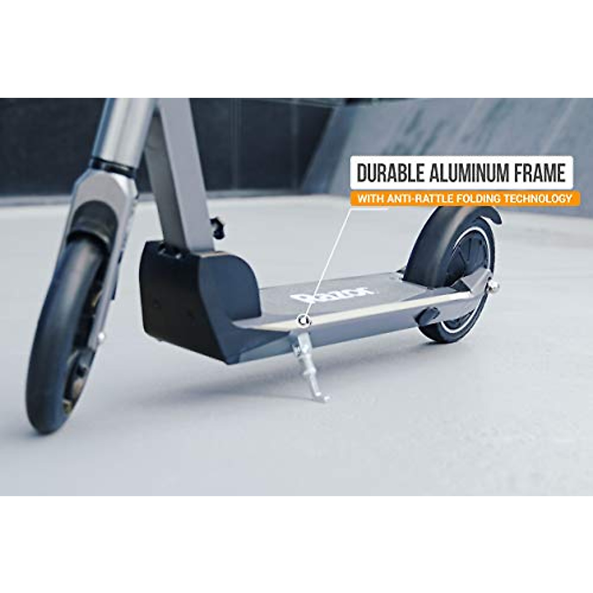 Razor E Prime Adult Electric Scooter - Up to 15 mph, 8" Airless Flat-free Tires, Rear Wheel Drive, 250W Brushless Hub Motor, Lightweight Aluminum Frame, Anti-Rattle System, Foldable