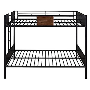 Harper & Bright Designs Metal Bunk Bed Full Over Full, Heavy Duty Full Bunk Bed Frame with Built-in Ladder for Kids Boys Teens Bedroom, Dorm, Easy Assembly with Enhanced Guardrail, Black+MDF