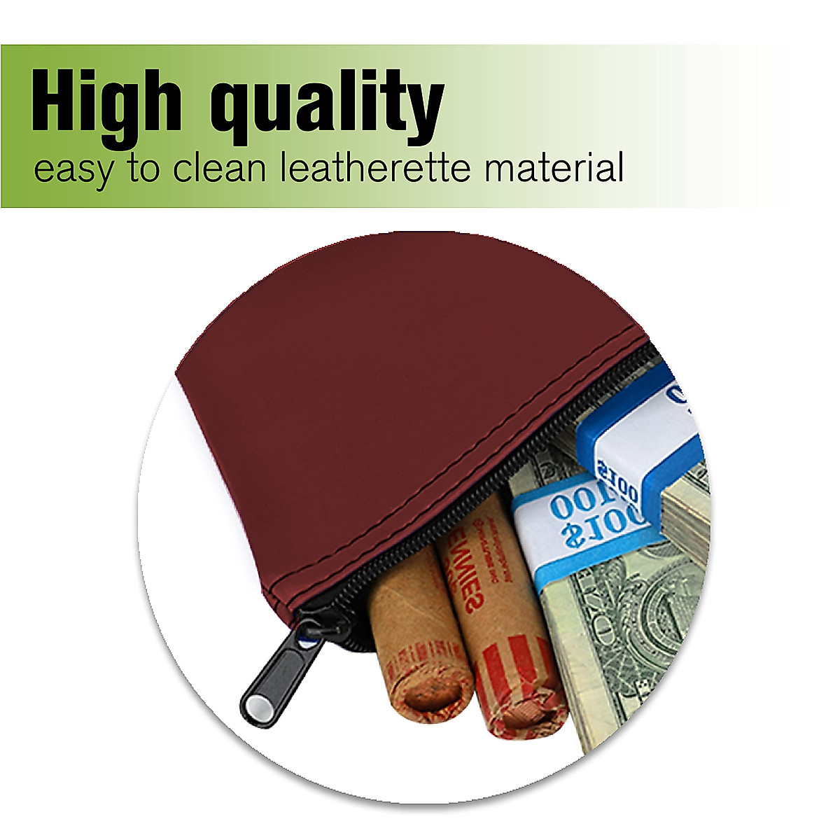 Burgundy Expanded Vinyl Reusable Deposit Bag - 11W x 6H