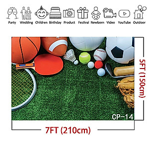 LYWYGG 7x5ft School Playground Photography Backdrops Sports Goods Grassland Backdrop for Studio Prop Photo Background Photography Props CP-14