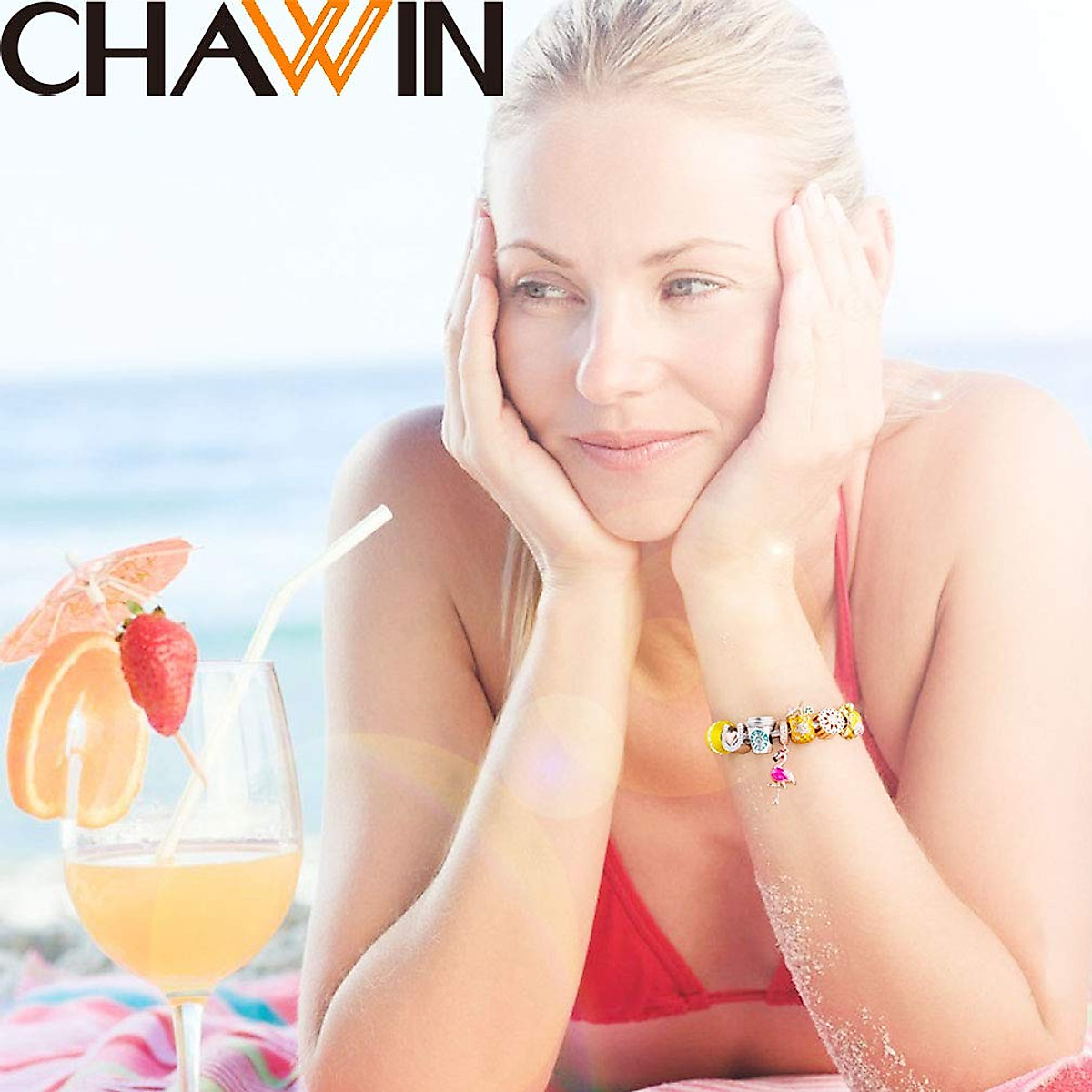 Beach Drink Charms Compatible with Pandora Charm Bracelets, 925 Sterling Silver Beads, Tropical Beer Dangling Pendant for Necklace and European Snake Chain, Hawaii Summer Holiday Charm Gifts