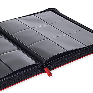 Vault X Premium Exo-Tec® Zip Binder - 9 Pocket Trading Card Album Folder - 360 Side Loading Pocket Binder for TCG (Red)