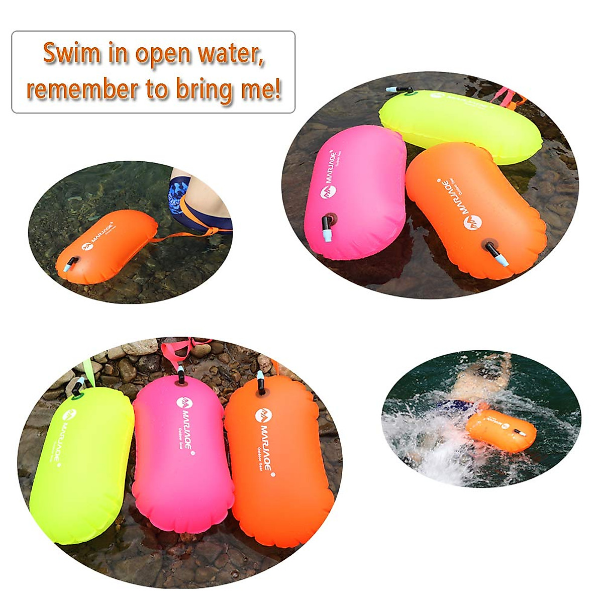 Swim Buoy for Open Water Swimmers Triathletes Kayakers Snorkelers, Swim Float for Open Water Swim Buoy Float for Swim Safety Swim Training