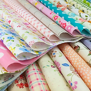 flic-flac Quilting Fabric Squares 100% Cotton Precut Quilt Sewing Floral Fabrics for Craft DIY (10 x 10 inches, 60pcs)
