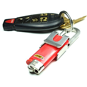Screwpop Bic Standard Full-Size Lighter Holder Keychain Multi Tool with Carabiner Clip and Bottle Opener Stainless Steel Construction (Lighter Not Included)