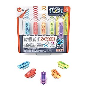 HEXBUG Nano 5 Pack, 4 Nano Bugs with Bonus Flash Nano, Sensory Toys for Kids & Cats with Vibration Technology, STEM Kits & Mini Robot Toy for Kids Ages 3 & Up