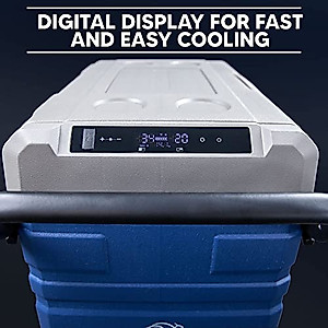 Portable Refrigerator Freezer - 3-in-1 Car Cooler - 35L/37 Quart Capacity Blue Portable Cooler w/Dual Freezer - Strong Compressor Car Refrigerator for Travel, RV Camping, Boats, & Outdoors (-4℉ ~68℉)