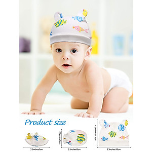 18 Pieces Newborn Cap Mitten Sock, Including 6 Pieces Newborn Hats, 6 Pairs Baby No Scratch Mittens Gloves and 6 Pairs Infant Socks for 0-6 Months Unisex Baby Boys Girls Set Multicoloured