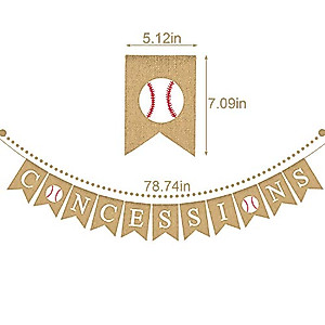 Rainlemon Jute Burlap Concessions Banner Sports Themed Baby Shower Boy 1st Birthday Party Decoration