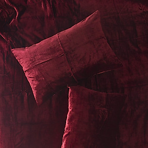 Madhu International Wine Red Velvet Duvet Cover - Made of Premium Rayon Velvet - Twin Size Duvet and Pillow Cover Set of 3 - Luxury Boho Bedding - UO Comforter Cover Quilt - 68 inches x 90 inch