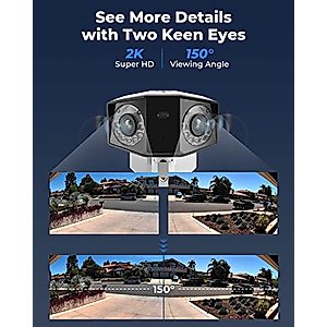 REOLINK PoE Security Camera Outdoor System, IP Camera with Dual-Lens 150° Filed of View, Smart Human/Vehicle Detection, 4MP/2K Color Night Vision, Two-Way Talk, Duo PoE