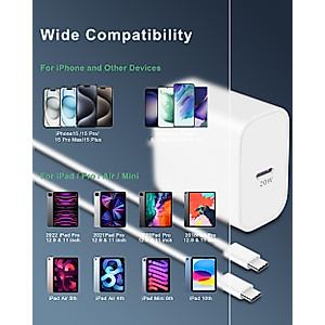 iPad Pro Charger iPad Fast Charger, 30W USB C Fast Wall Charger Blcok with 60W/3A 10FT Long USB C to USB C Cable for iPad Pro 12.9/11 inch, iPad 10th Generation, iPad Air 5/4th, iPad Mini 6