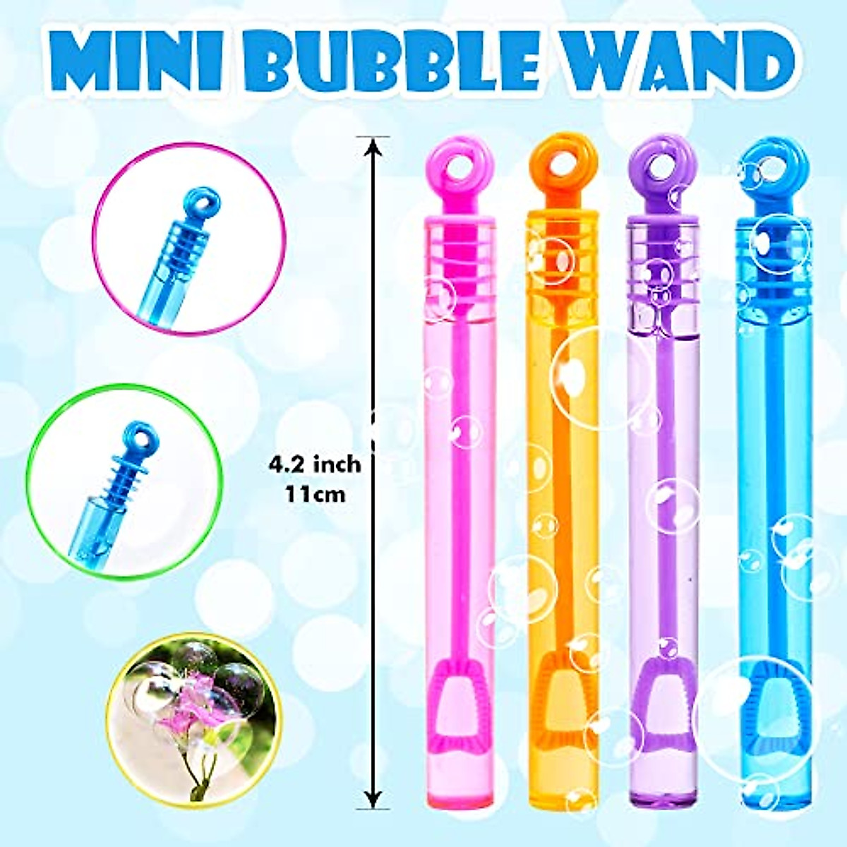 Inscraft Bubble Wand, 120 Pack Mini Bubble Wands Bulk 15 Colors for Halloween, Summer Toys, Wedding, Outdoor Indoor Activity Use, Bubbles Party Favors, Gifts for Kids Toddlers
