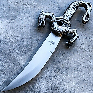 S.S. Fixed Knives 10 inches Dragon Fantasy Sword Dagger Stainless Steel Fixed Blade Knife Gothic Collectible Purple + Free eBook by Survival Steel