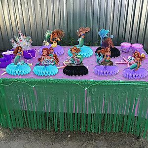 8Pcs Little Mermaid Honeycomb Centerpieces, 2023 Movie Little Mermaid Themed Birthday Table Centerpiece Toppers Party Decorate for Ariel Birthday Party Supplies Baby Shower Decor