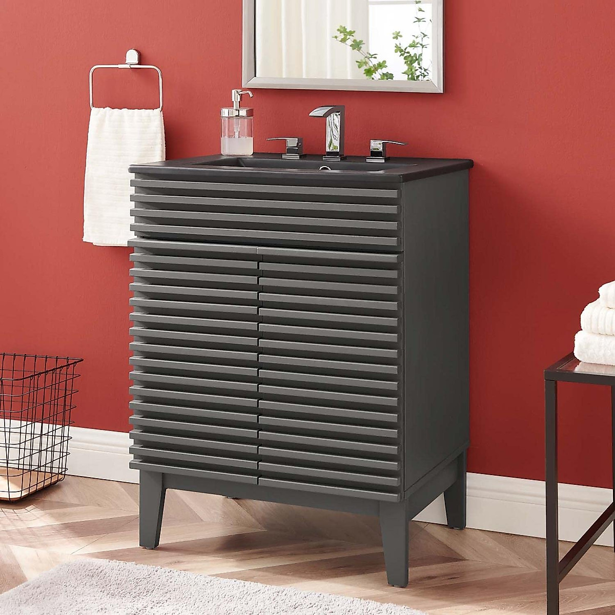 Modway Render 24" Bathroom Vanity with Sink in Gray Black