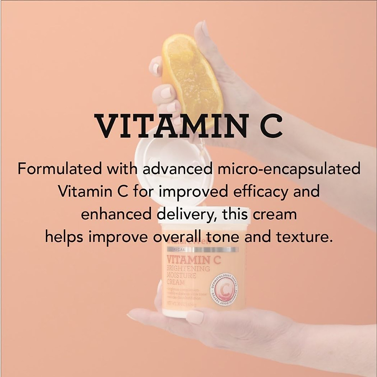 NATURE WELL Clinical Vitamin C Brightening Moisture Cream for Face & Body, Anti-Aging Skincare, Firming, Nourishing, Reduces Discoloration, Improves Overall Tone & Texture, Non-Greasy, 16 Oz