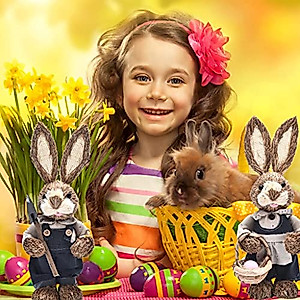 kekafu 2Pc Easter Standing Bunny Figurine Bunny Sculpture Decorative Statue Home Garden Wedding Ornament Doll Toy Artificial Animal Model Spring Easter Gift Souvenir Figurine for Tabletop Decor