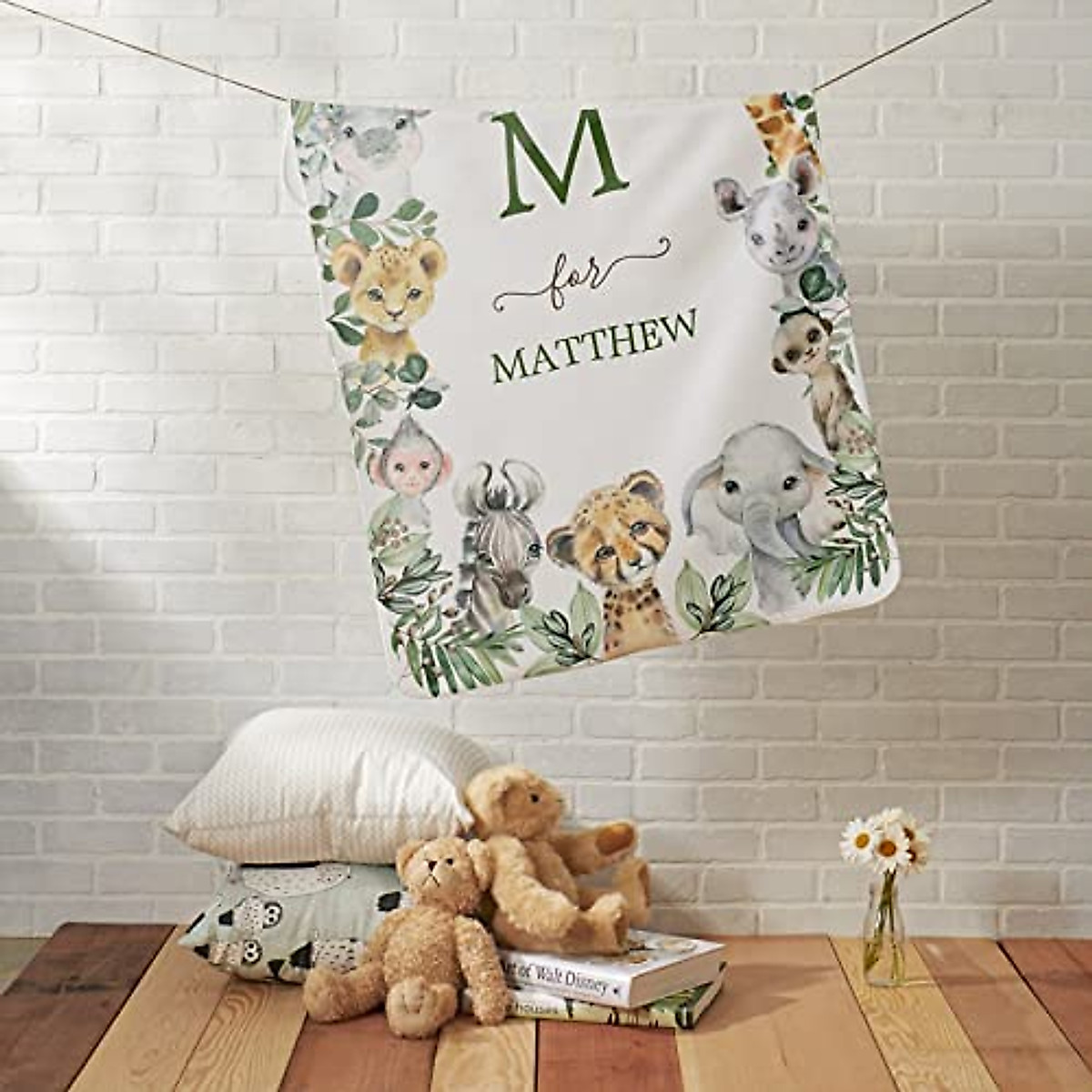 Personalized Baby Blanket for Boy Girls Custom Girl Blankets with Name Customized Nursery Blanket with Name Personalized Elephant Unisex Baby Blankets Custom Receiving Blanket for Boy 30x40 Inch