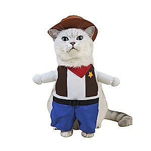 QWINEE Cowboy Dog Costume Holiday Halloween Costume Pet Clothes Cat Costumes for Puppy Kitty Small Dogs Multicolor M