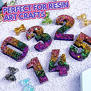 Holographic Chunky Glitter, Set of 32, LEOBRO Craft Glitter for Resin Art Crafts, Cosmetic Glitter for Nail Body Face Eye, Epoxy Resin Glitter Sequin Flake Sparkle for Resin Tumbler Jewelry Making