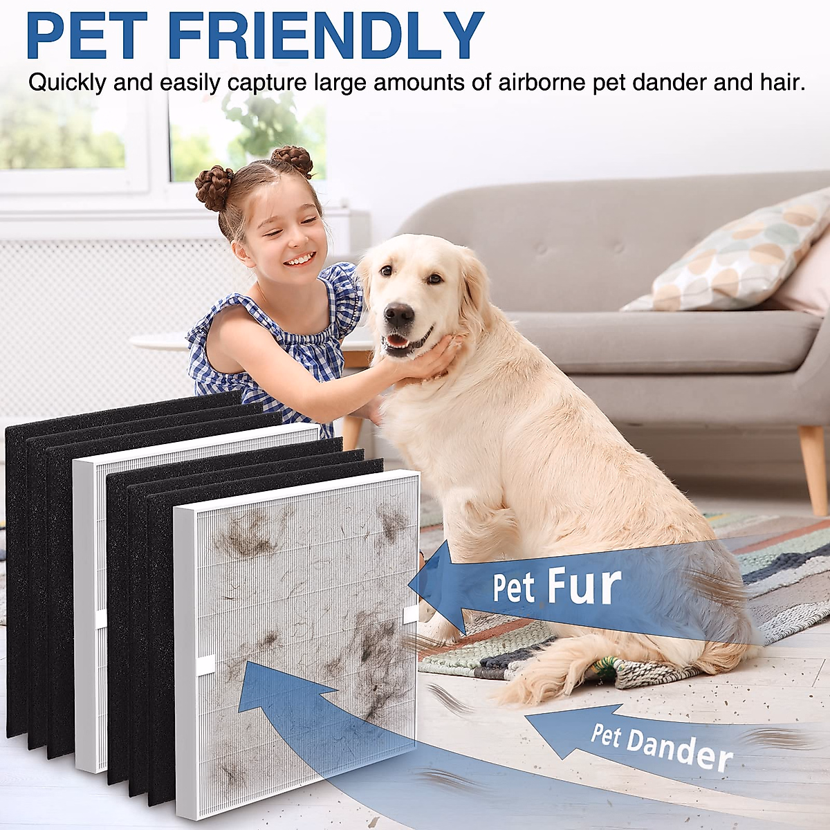 AP-1512HH Air Purifier Replacement Filter Set for Coway Airmega AP-1512HH and and Airmega 200M air Purifier, 2 HEPA and 6 Carbon Filters, Compared to Part #3304899