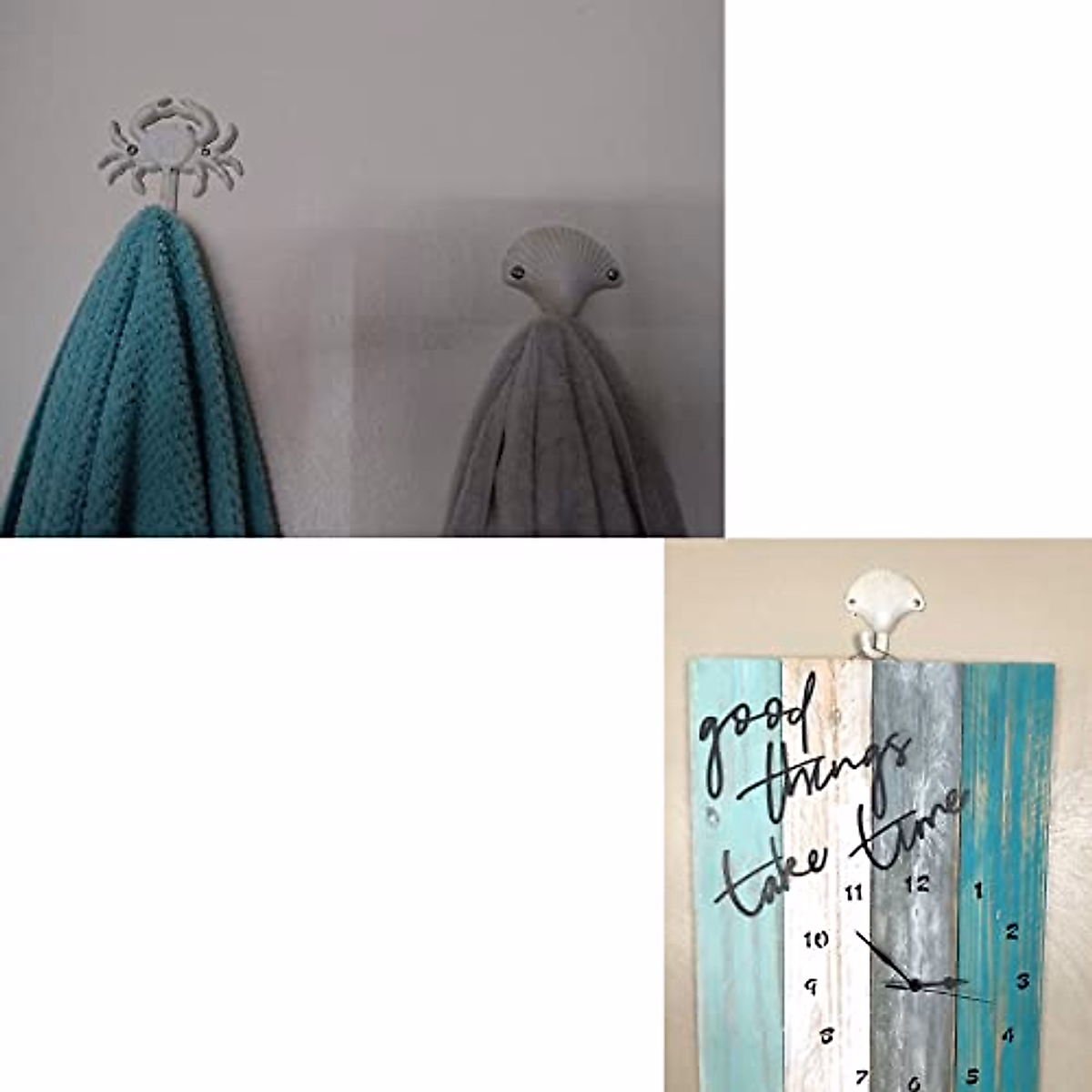 LB-LAIBA Crab Shell Starfish Coat Hooks, Beach Marine Style Wall Hooks Coat Hooks for Towel, Key, Robe, Coats, Scarf, Bag, Cap, Coffee Cup, Mugs Nautical Coat Hook Ocean Décor 3 Pieces