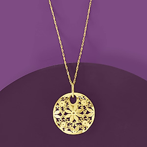 Ross-Simons Italian 14kt Yellow Gold Circle Flower Pendant