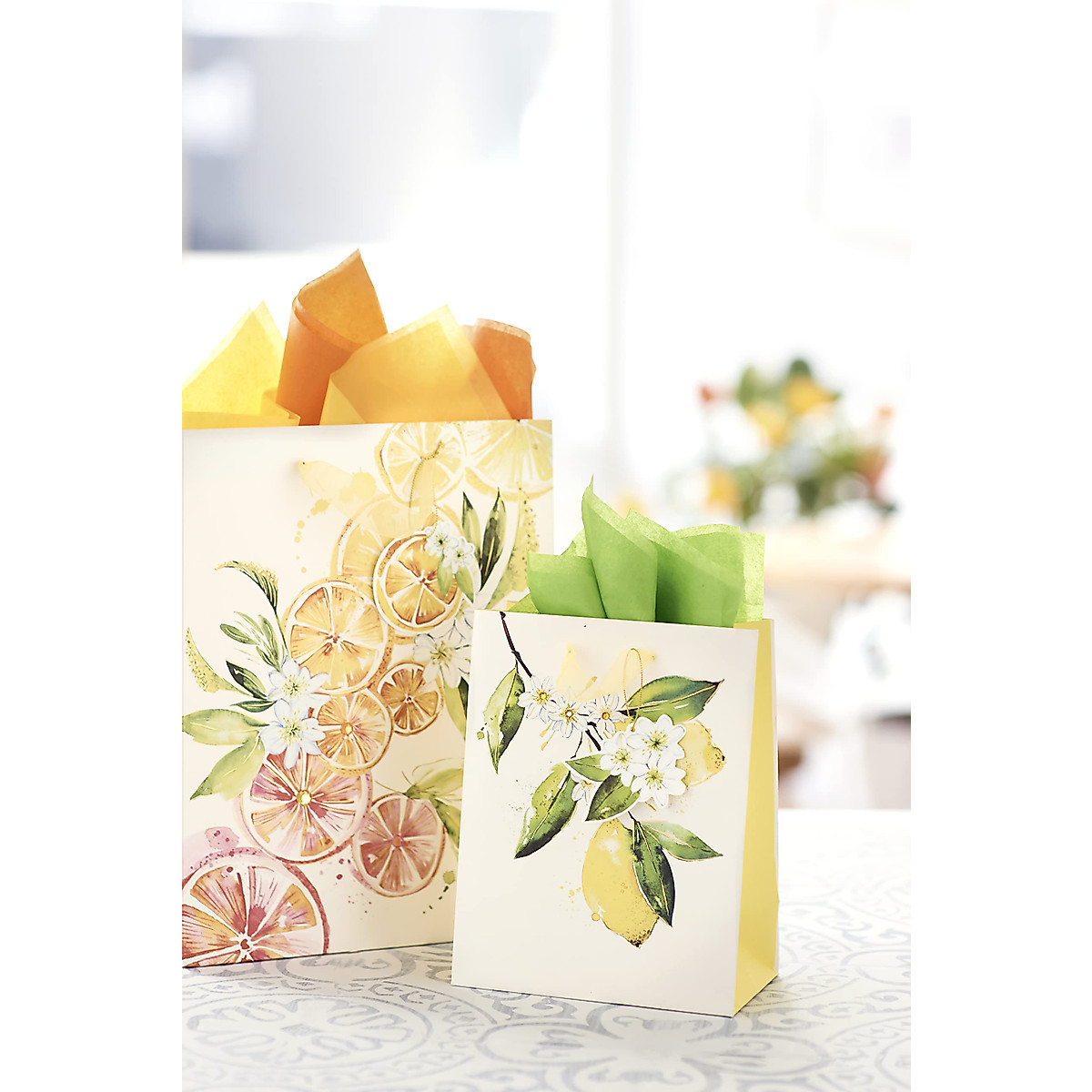 Papyrus 9" Medium Gift Bag (Citrus) for Birthdays, Weddings, Bridal Showers, Baby Showers and All Occasions (1 Bag)