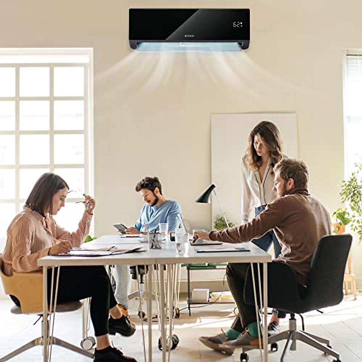 ROVSUN Wifi Enabled 12,000 BTU Mini Split AC/Heating System with Inverter, 19 SEER 115V Energy Saving Ductless Split-System Air Conditioner with Pre-Charged Condenser, Heat Pump & Installation Kit (Black Series)