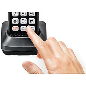 Panasonic Link2Cell Bluetooth Cordless Phone System with Voice Assistant, Call Blocking and Answering Machine. DECT 6.0 Expandable Cordless System - 3 Handsets - KX-TGF573S (Black/Silver Trim)