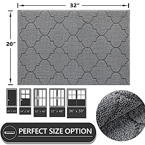 REFETONE Indoor Doormat, Front Back Door Mat, 20x32, Non-Slip Absorbent Resist Dirt Door Mats, Machine Washable Low-Profile Inside Floor Mat Door Rugs for Entryway, Grey