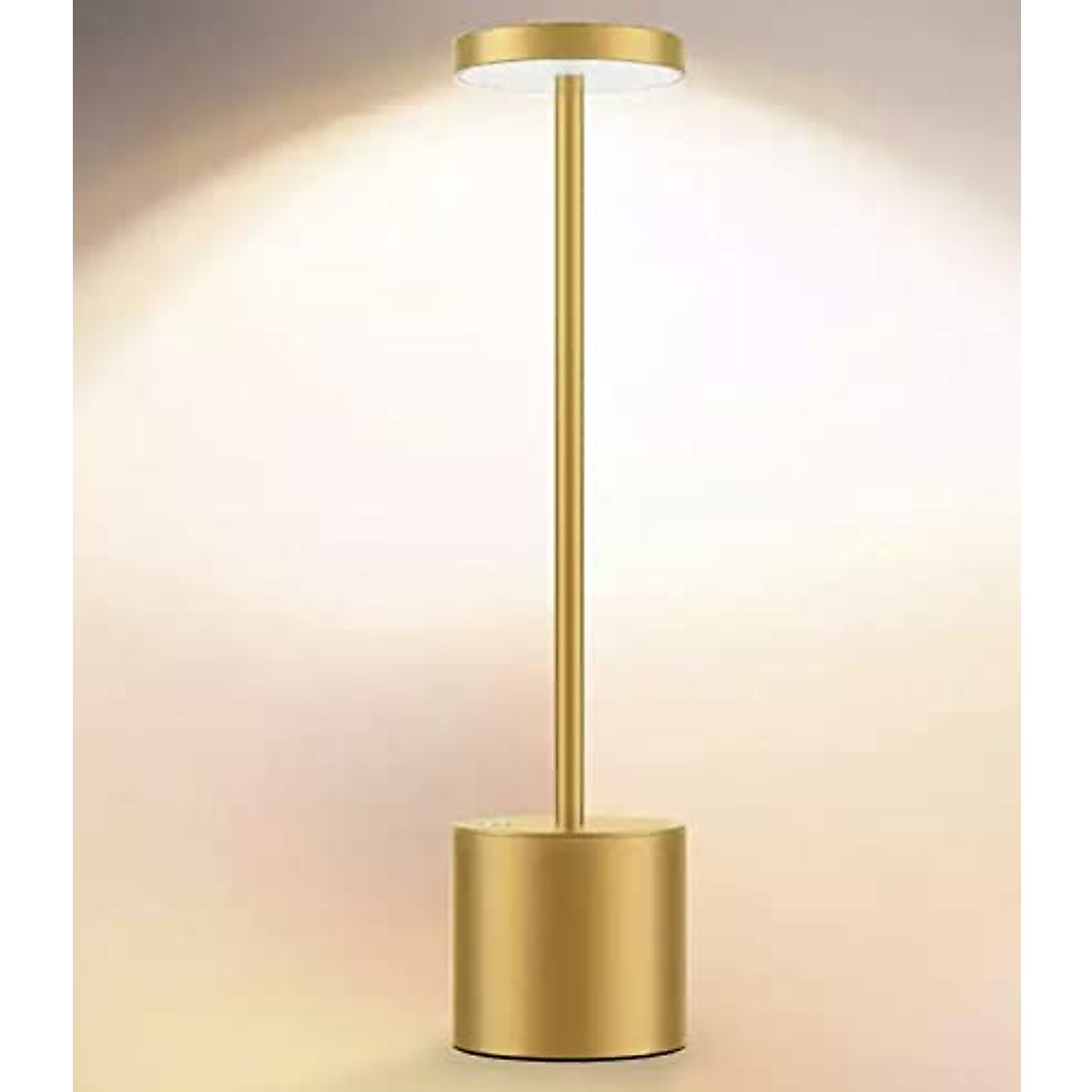 ZENDEU Cordless Led Table Lamp, Modern European Romantic 3-Level Touch Dimming Desk Light, Rechargeable, Portable and Touch Sensor. Lamps for Living Room, Lamps for Restaurants (Gold)