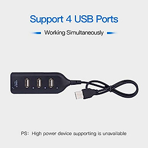 Lysee USB Cables - High Speed Micro Mini 4 Ports USB HUB 2.0 Splitter Adapter USB Cable Converters fo rLaptop PC Notebook Receiver Computer - (Color: Black, Length: 42cm)
