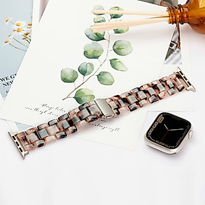 Pleixiu Compatible With Apple Watch Band 38mm 40mm 41mm (42mm-Series 10) Lightweight Resin For iwatch Ultra 2 1 Series 10 Series SE Series 9 8 7 6 5 4 3 2 1 Apple Watch Bands for Women Men-Tortoise Flower for Starlight
