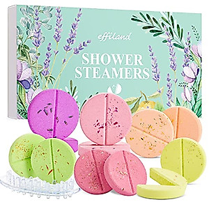 Effiland Aromatherapy Shower Steamers Set, 12-Pack Shower Bombs with Essential Oils,Perfect Bath Gift for Women and Men Relaxing, Girl Gift Valentine's Day Gift Shower Set