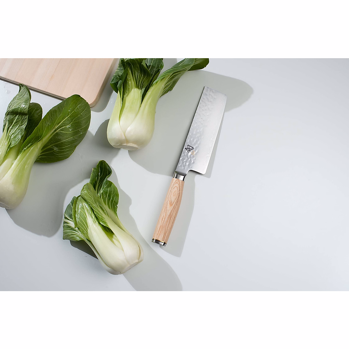 Shun Premier Blonde Nakiri Knife, 5.5 inch VG-MAX Stainless Steel Blade with Tsuchime Finish and Pakkawood Handle, Cutlery Handcrafted in Japan