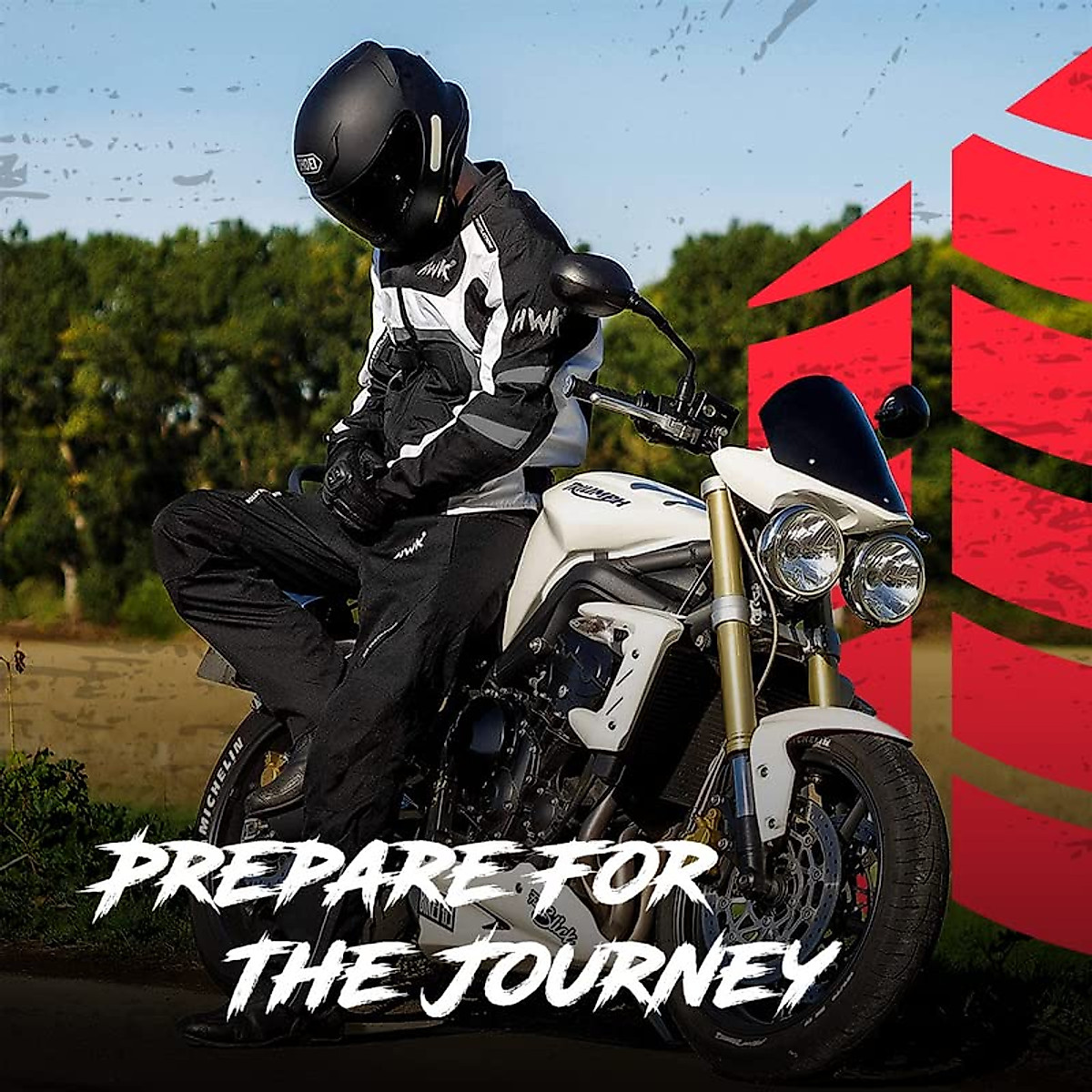 HWK Spyder Motorcycle Jacket for Men with Weather Resistant Cordura Textile Fabric for Enduro Motocross Jacket LARGE/BLACK