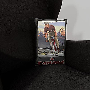 Canada Downhill Biker Sunset Canvas Throw Pillow for Couch or Sofa at Home & Office from Travel Artwork by Artist Paul A. Lanquist 13" x 19".