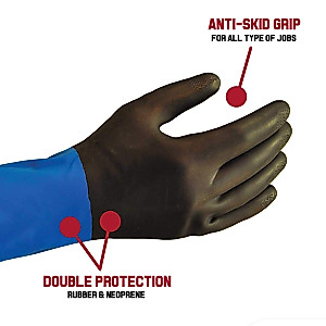 D SUPER REMOVER SINCE 1979 Neoprene, Chemical Resistant Gloves, Industrial Strength, Stripping and Painting Gloves, Durable & Reusable with Anti-Slip Grip - 1 Pair (Medium)