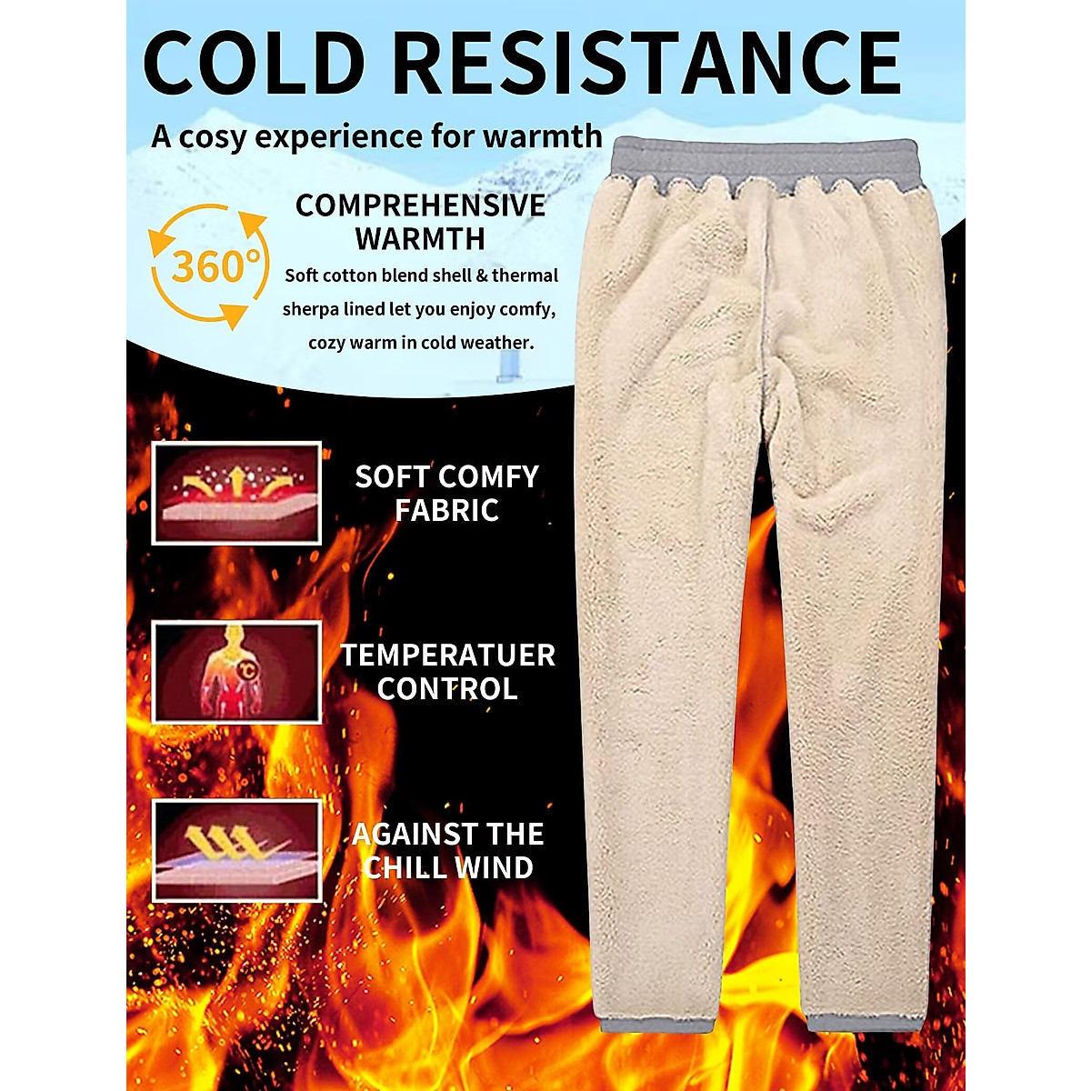 TACVASEN Mens Thermal Pants Long Open Bottom Fleece Lined Sweatpant Winter Jogger Trousers Thick Sweatpants Men Army Green