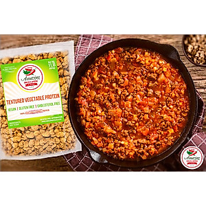 Textured Vegetable Protein (TVP), 1 lb. Bag, Natural Plant Based Vegan Protein Chunks, Non-GMO and Gluten Free Crumbles, Cholesterol Free by Amazing Chiles