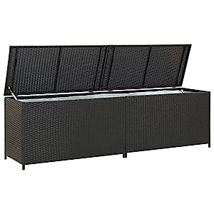 BIGBARLEY Outdoor Storage Box for Food Deliveries, Patio Tools,Outdoor Cushions & Pillows, Garden Supplies, Pet Stuff and Pool Accessories, Poly Rattan 78.7"x19.6"x23.6" Black