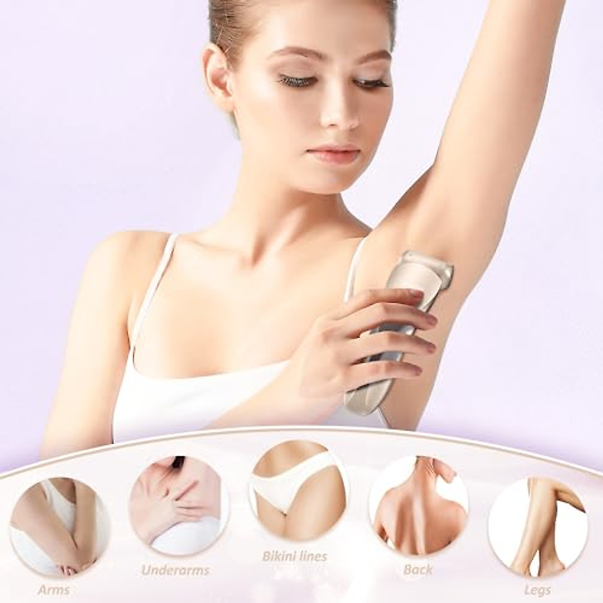 Electric Razor for Women Pubic Hair, Lady Shaver for Legs Underarm Arms Bikini Private Area Waterproof Wet or Dry, Portable Painless Women's Body Hair Trimmer Removal USB Rechargeable (Champagne)