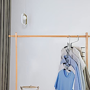 Nature Smile 2 Pack 5 in 1 Anti Slip Clothes Hangers,Space Saver Magic Metal Hangers,Multi Layers Wardrobe Clothes Rack,Heavy Duty Metal Blouse Hanger Closet Storage Organizer