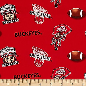 SYKEL ENTERPRISES Sykel Enterprises Collegiate Cotton Broadcloth Ohio State University Fabric by The Yard, Multi