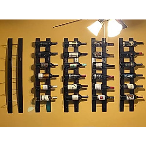 CMCNCBC Barrel Stave Wine Rack, Wall Mounted Wood Wine Rack, Wine Bottle Holder Towel Rack, 6 Wine Bottle Rack Holder Shelf Rustic Wood Wall Wine Rack